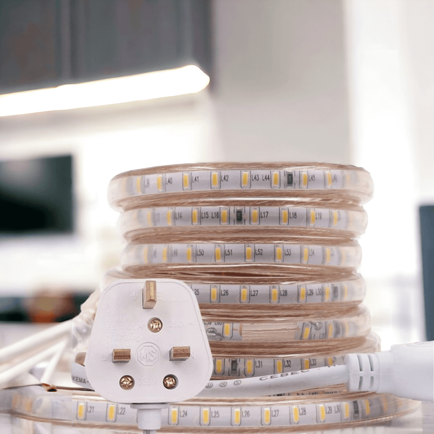 LED "Pro-Luminate" Warm White Outdoor Waterproof Mains Powered Strip D ...