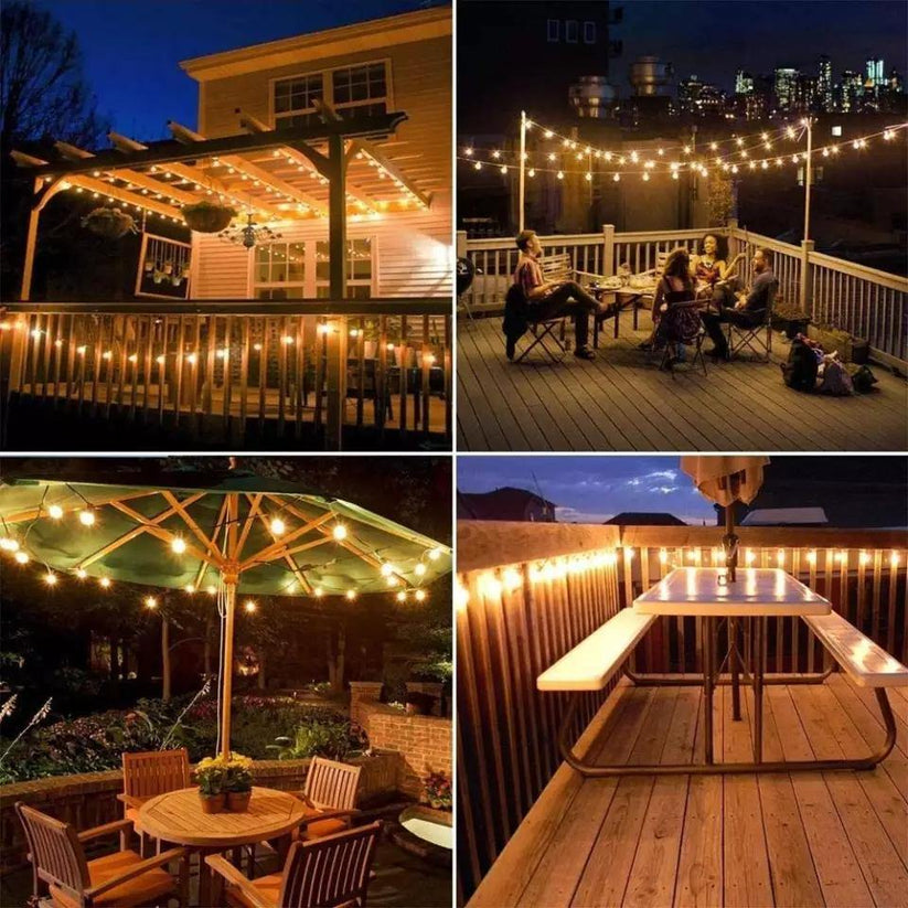 7.6M / 25FT LED Solar / USB Dual Power "Festoon" Globe String Lights ...