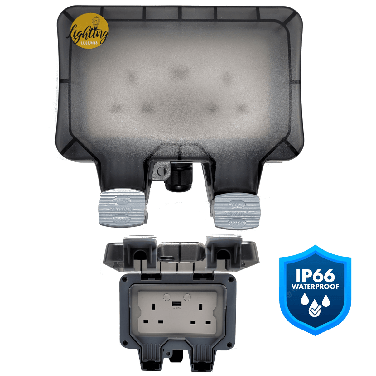 Smart WiFi Waterproof Outdoor Double UK Plug Socket + USB – Lighting ...